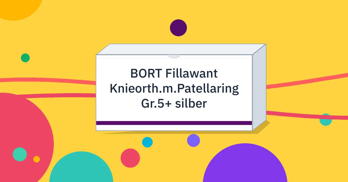 Symbolbild: Packung mit der Aufschrift BORT Fillawant Knieorth.m.Patellaring Gr.5+ silber (PZN 16843700) – Verfügbarkeit und Bezug in Apotheken in Frankfurt am Main