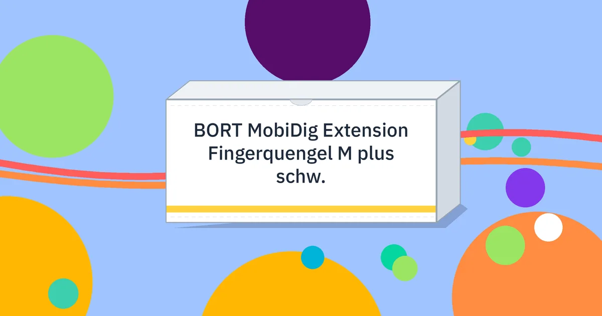 Symbolbild: Packung mit der Aufschrift BORT MobiDig Extension Fingerquengel M plus schw. (PZN 04773615) – Verfügbarkeit und Bezug in Apotheken in Frankfurt am Main