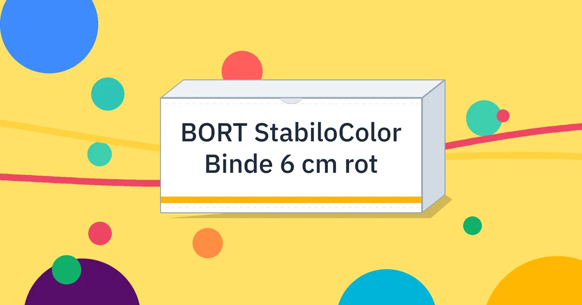 Symbolbild: Packung mit der Aufschrift BORT StabiloColor Binde 6 cm rot (PZN 08831002) – Verfügbarkeit und Bezug in Apotheken in Frankfurt am Main