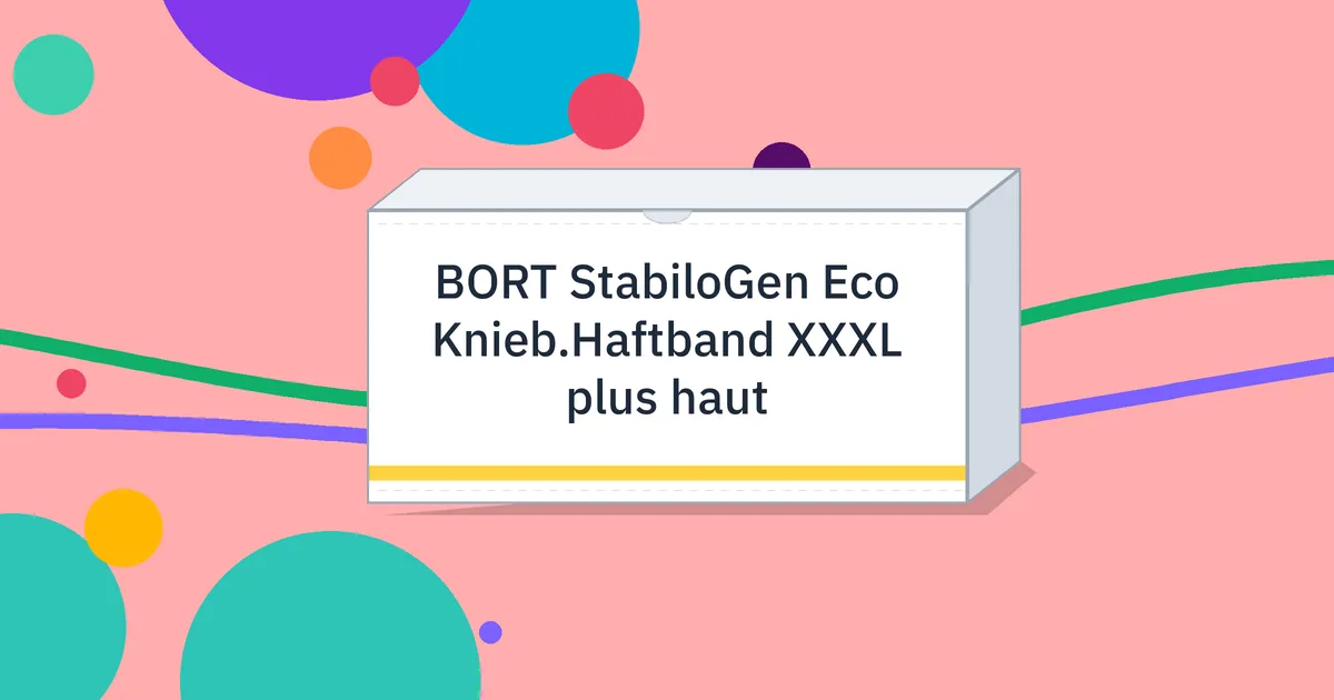 Symbolbild: Packung mit der Aufschrift BORT StabiloGen Eco Knieb.Haftband XXXL plus haut (PZN 13424486) – Verfügbarkeit und Bezug in Apotheken in Frankfurt am Main