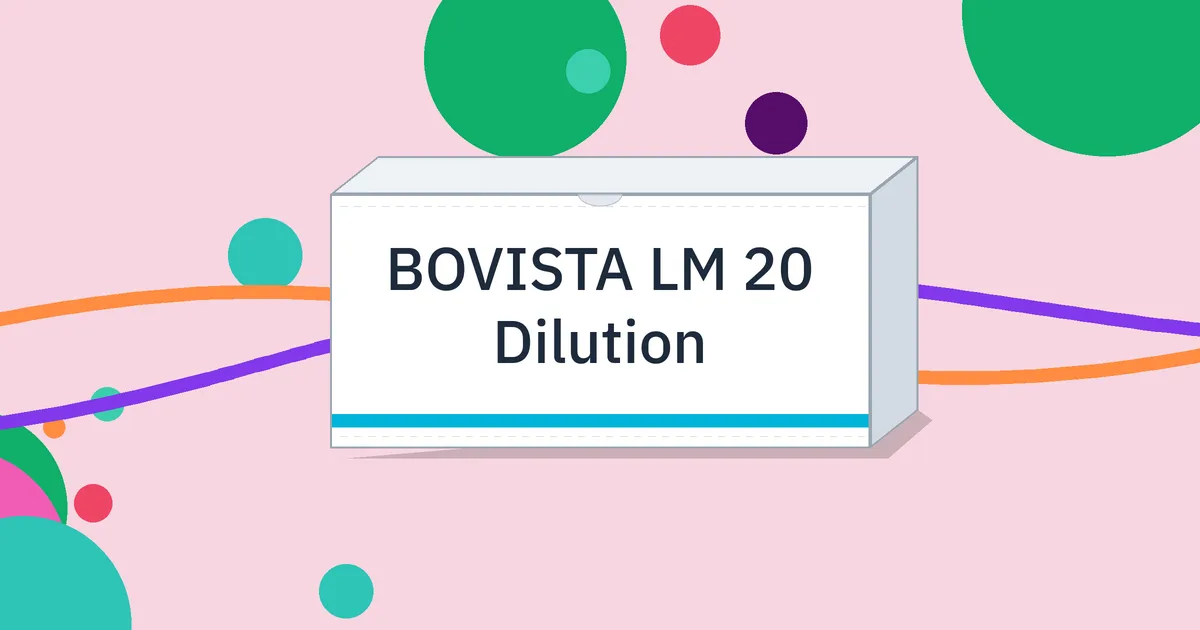 Symbolbild: Packung mit der Aufschrift BOVISTA LM 20 Dilution (PZN 13394130) – Verfügbarkeit und Bezug in Apotheken in Frankfurt am Main