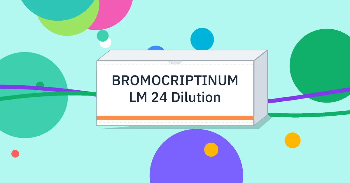 Symbolbild: Packung mit der Aufschrift BROMOCRIPTINUM LM 24 Dilution (PZN 13396844) – Verfügbarkeit und Bezug in Apotheken in Frankfurt am Main