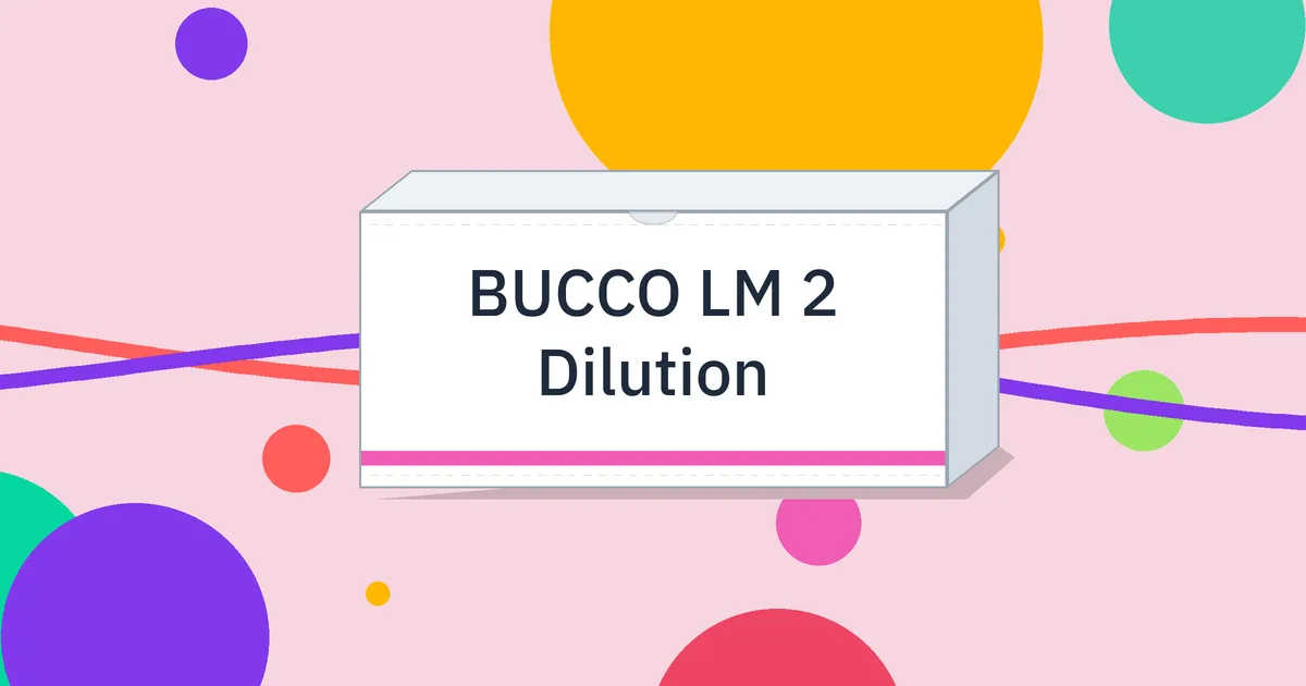 Symbolbild: Packung mit der Aufschrift BUCCO LM 2 Dilution (PZN 13398056) – Verfügbarkeit und Bezug in Apotheken in Frankfurt am Main
