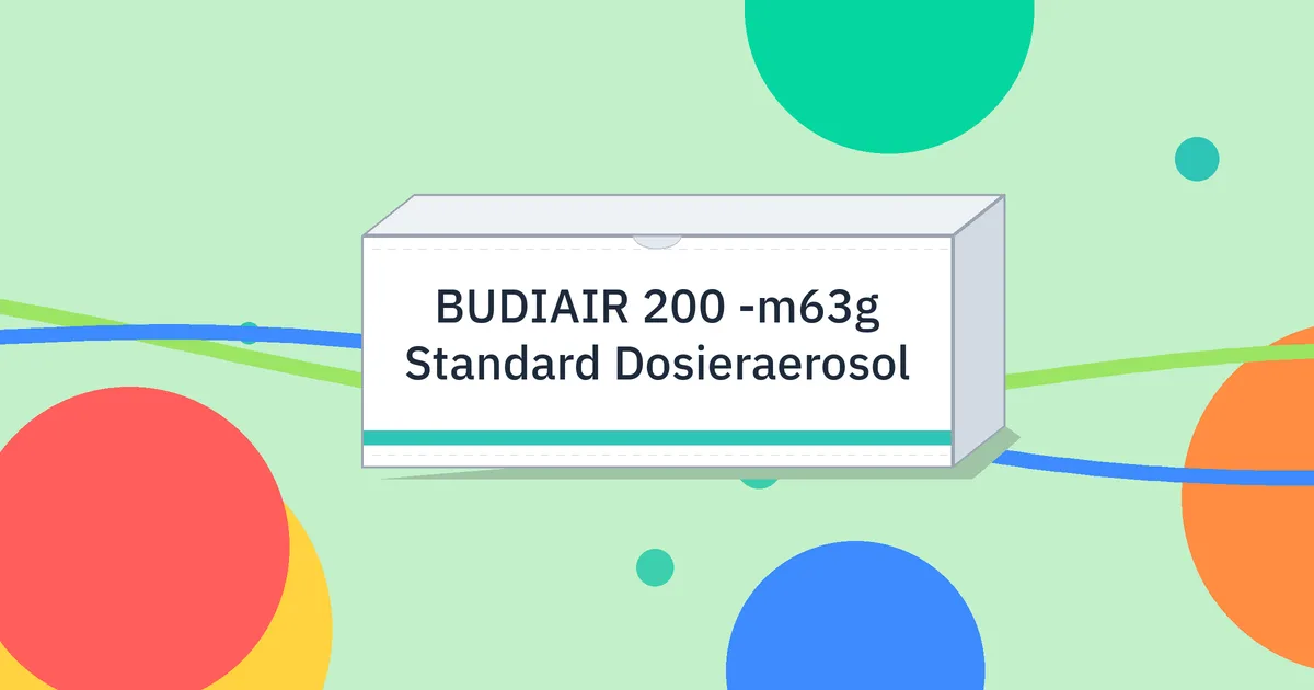 Symbolbild: Packung mit der Aufschrift BUDIAIR 200 -m63g Standard Dosieraerosol (PZN 10116241) – Verfügbarkeit und Bezug in Apotheken in Frankfurt am Main
