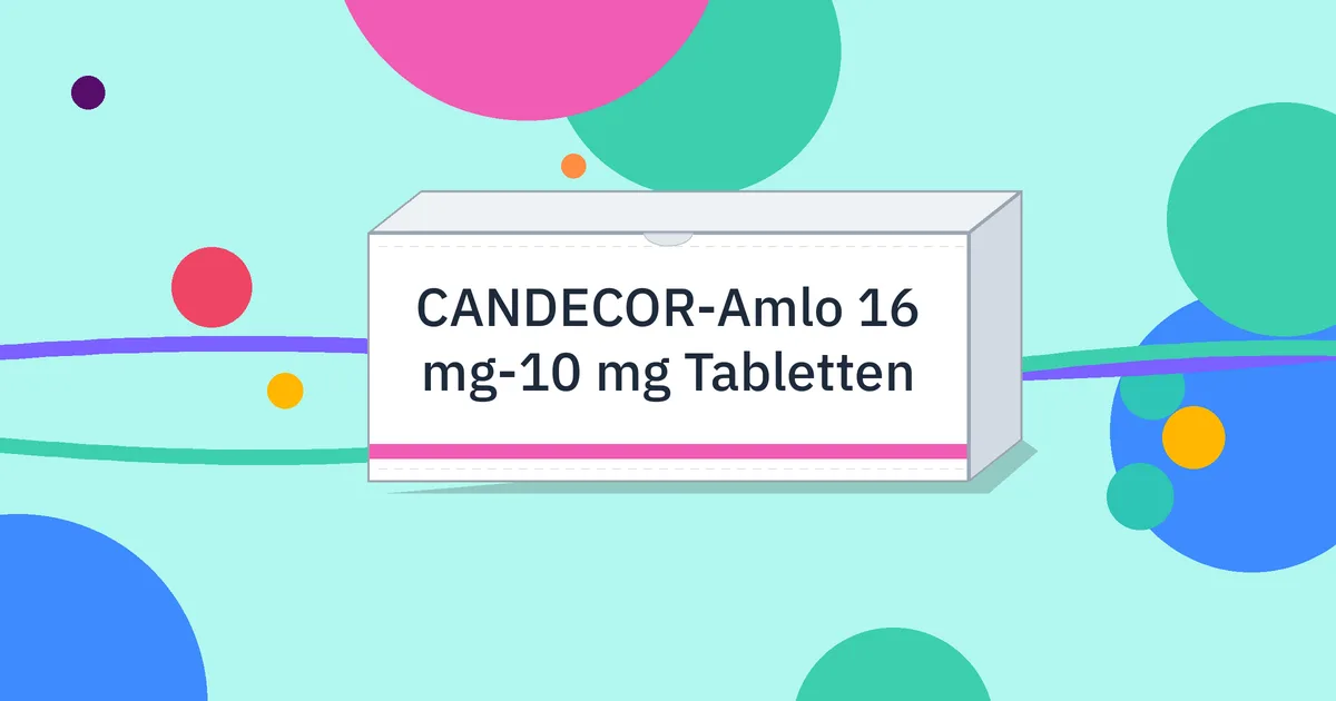 Symbolbild: Packung mit der Aufschrift CANDECOR-Amlo 16 mg-10 mg Tabletten (PZN 16505185) – Verfügbarkeit und Bezug in Apotheken in Frankfurt am Main