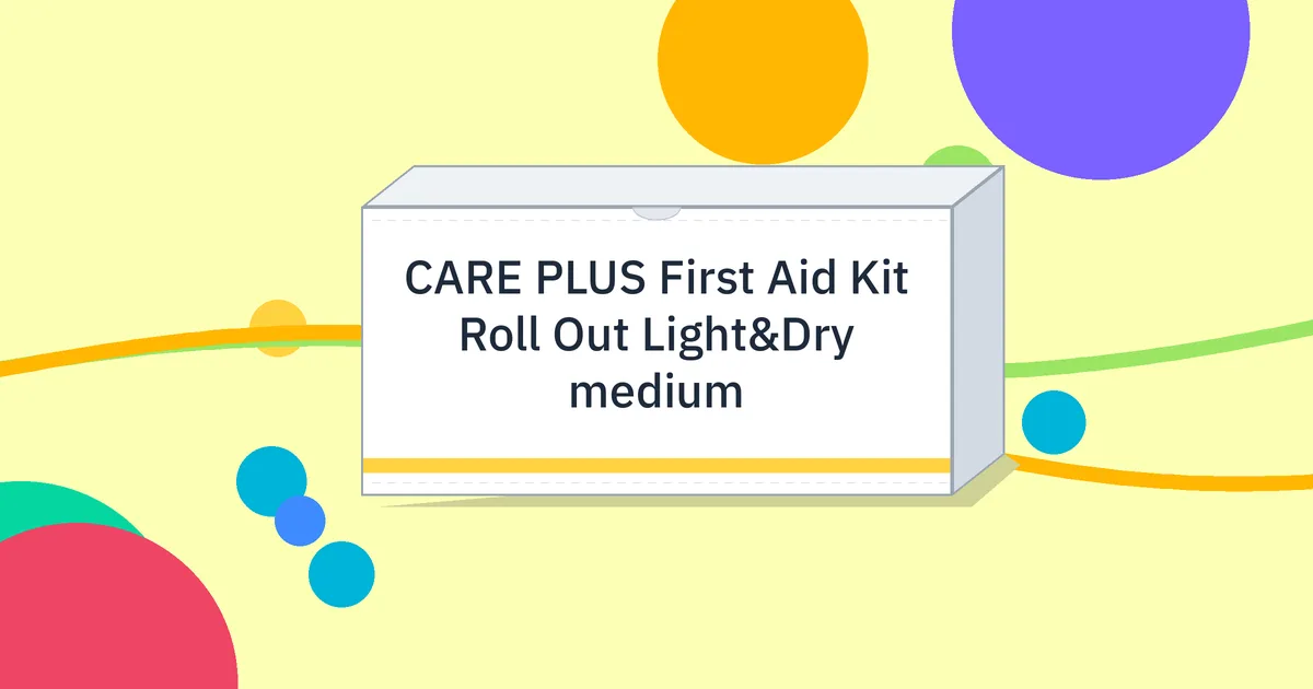 Symbolbild: Packung mit der Aufschrift CARE PLUS First Aid Kit Roll Out Light&Dry medium (PZN 16143167) – Verfügbarkeit und Bezug in Apotheken in Frankfurt am Main