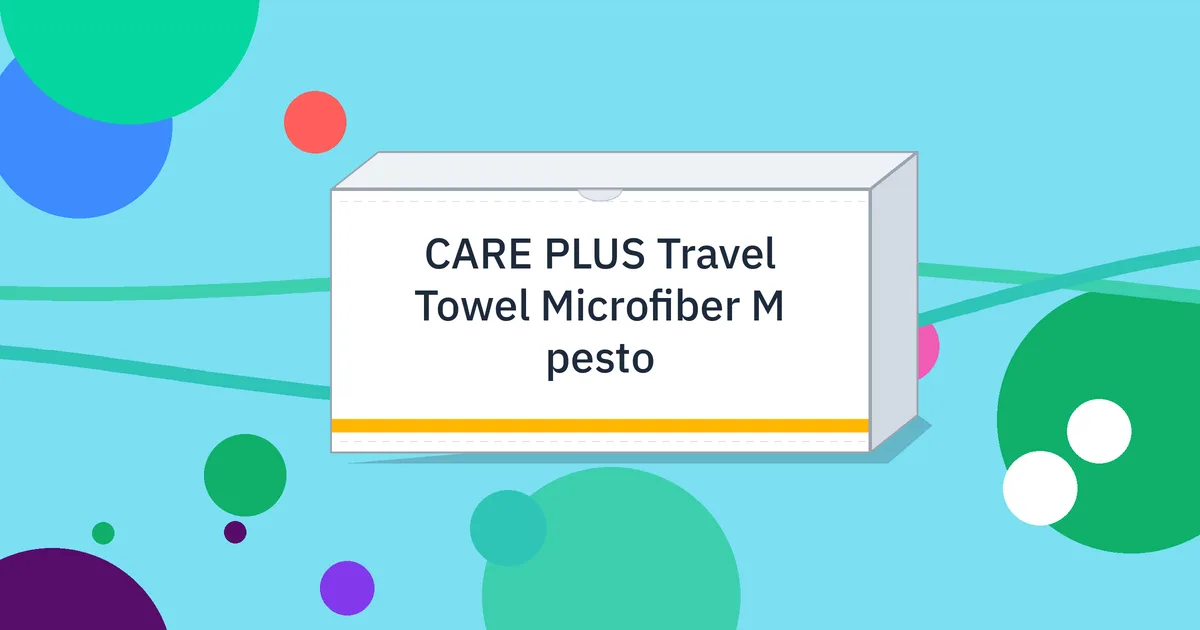 Symbolbild: Packung mit der Aufschrift CARE PLUS Travel Towel Microfiber M pesto (PZN 16681634) – Verfügbarkeit und Bezug in Apotheken in Frankfurt am Main