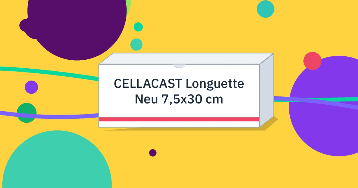 Symbolbild: Packung mit der Aufschrift CELLACAST Longuette Neu 7,5x30 cm (PZN 11381821) – Verfügbarkeit und Bezug in Apotheken in Frankfurt am Main