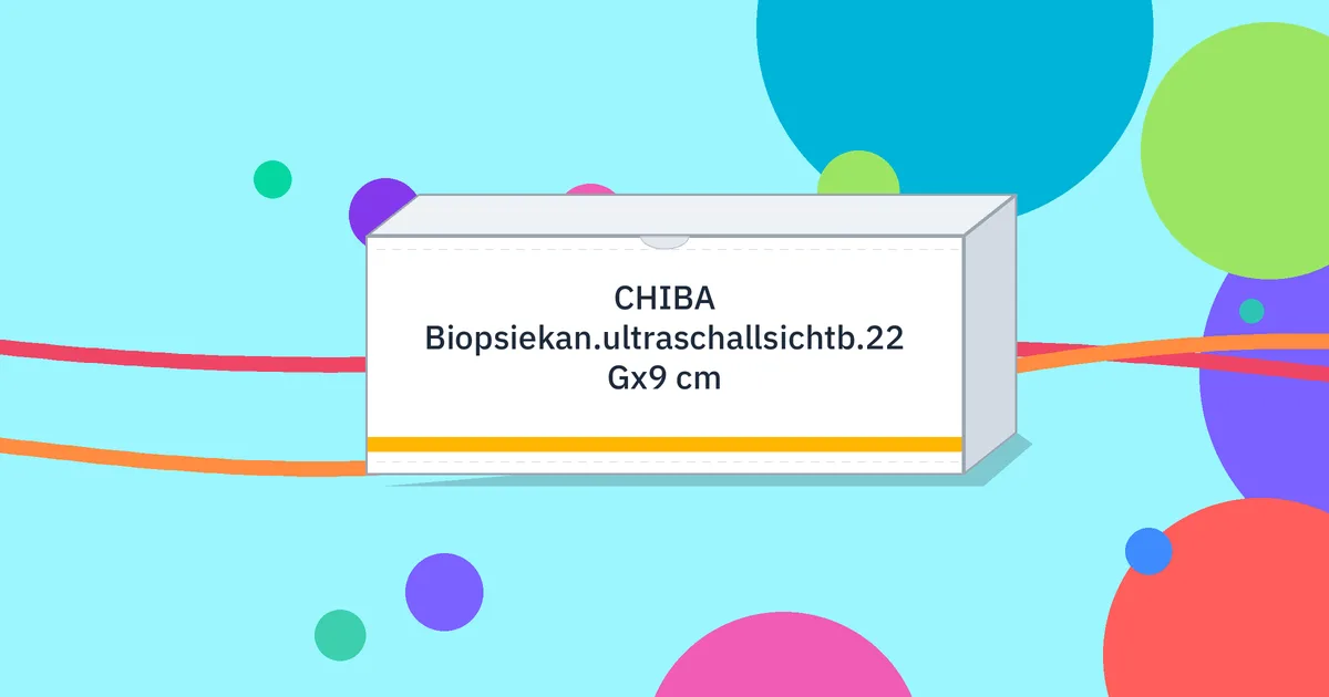 Symbolbild: Packung mit der Aufschrift CHIBA Biopsiekan.ultraschallsichtb.22 Gx9 cm (PZN 03931420) – Verfügbarkeit und Bezug in Apotheken in Frankfurt am Main
