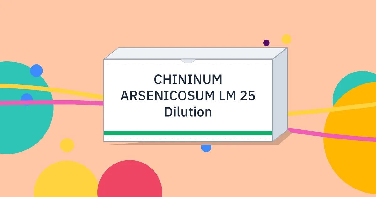 Symbolbild: Packung mit der Aufschrift CHININUM ARSENICOSUM LM 25 Dilution (PZN 12814854) – Verfügbarkeit und Bezug in Apotheken in Frankfurt am Main