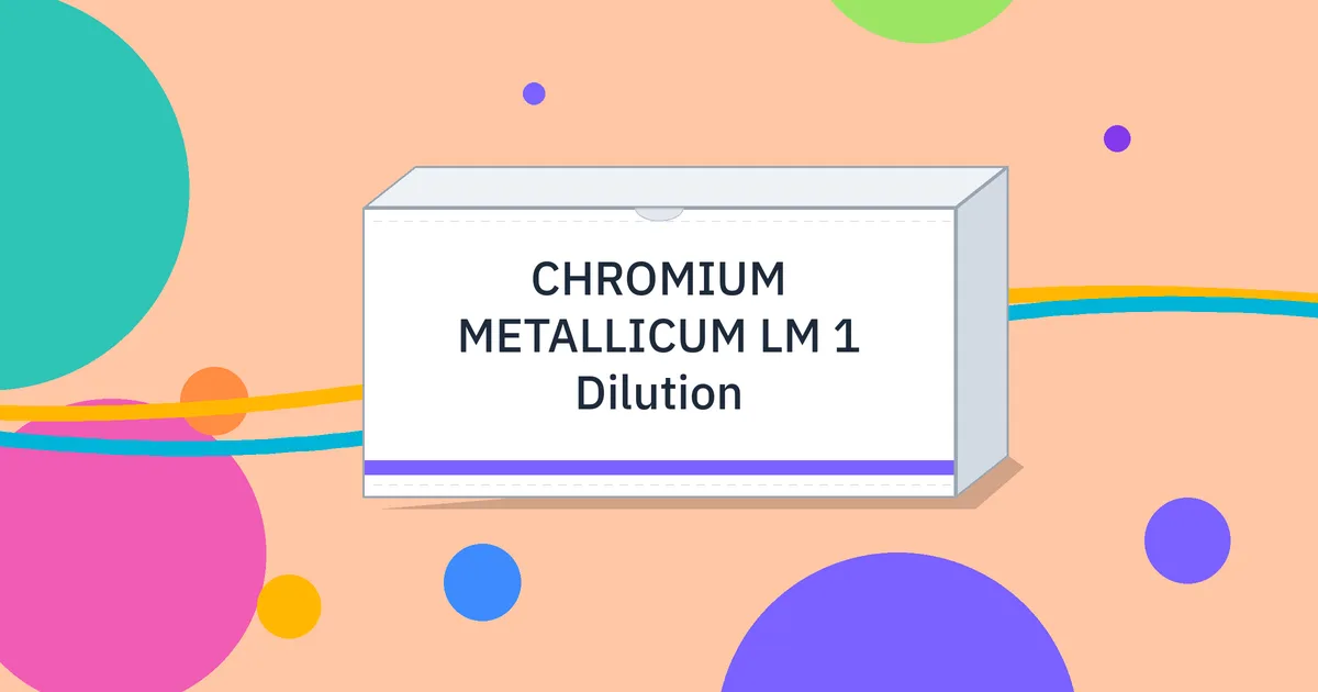 Symbolbild: Packung mit der Aufschrift CHROMIUM METALLICUM LM 1 Dilution (PZN 12817663) – Verfügbarkeit und Bezug in Apotheken in Frankfurt am Main