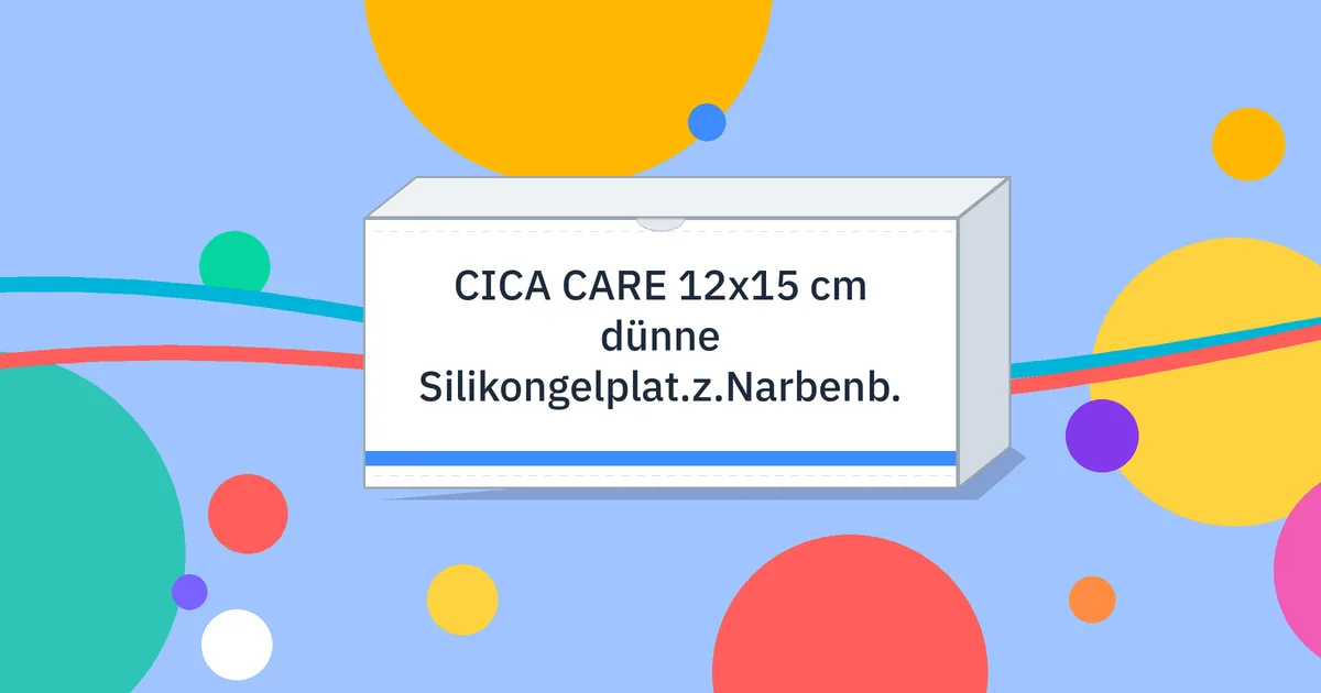 Symbolbild: Packung mit der Aufschrift CICA CARE 12x15 cm dünne Silikongelplat.z.Narbenb. (PZN 01318922) – Verfügbarkeit und Bezug in Apotheken in Frankfurt am Main