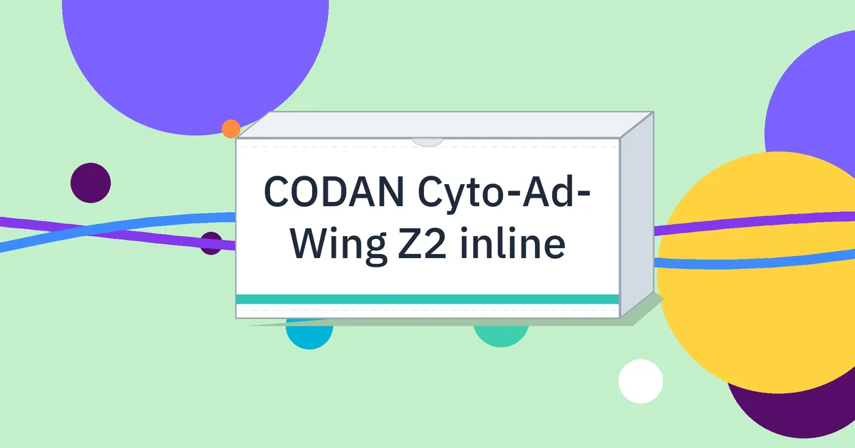 Symbolbild: Packung mit der Aufschrift CODAN Cyto-Ad-Wing Z2 inline (PZN 11141672) – Verfügbarkeit und Bezug in Apotheken in Frankfurt am Main