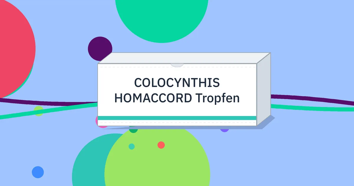 Symbolbild: Packung mit der Aufschrift COLOCYNTHIS HOMACCORD Tropfen (PZN 00228571) – Verfügbarkeit und Bezug in Apotheken in Frankfurt am Main