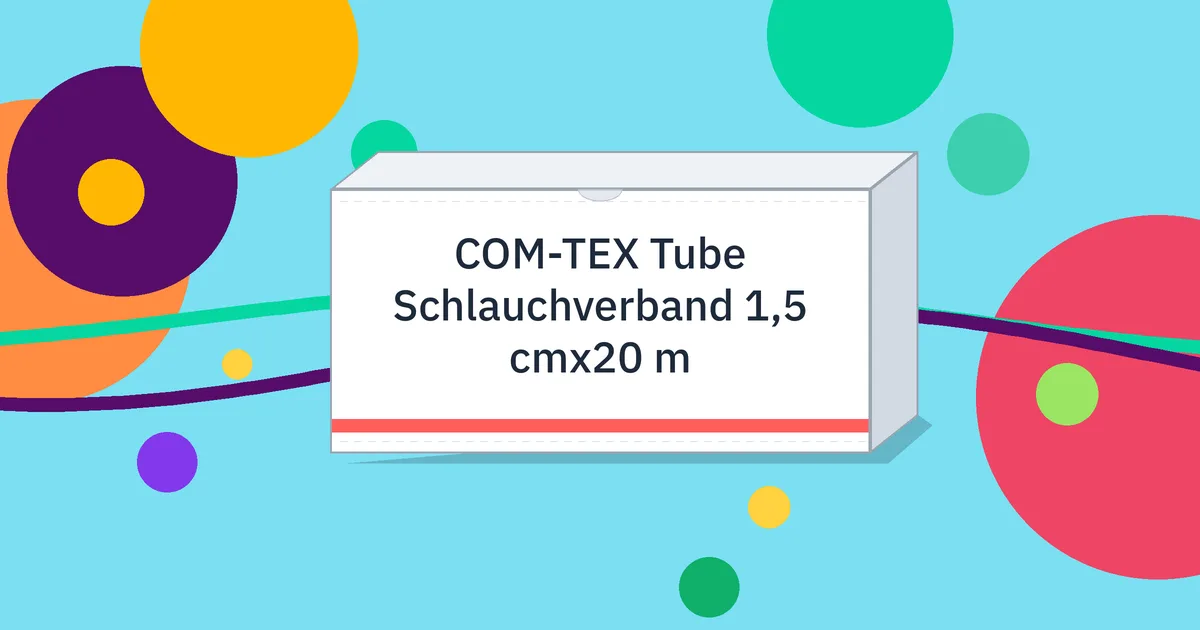 Symbolbild: Packung mit der Aufschrift COM-TEX Tube Schlauchverband 1,5 cmx20 m (PZN 04723244) – Verfügbarkeit und Bezug in Apotheken in Frankfurt am Main