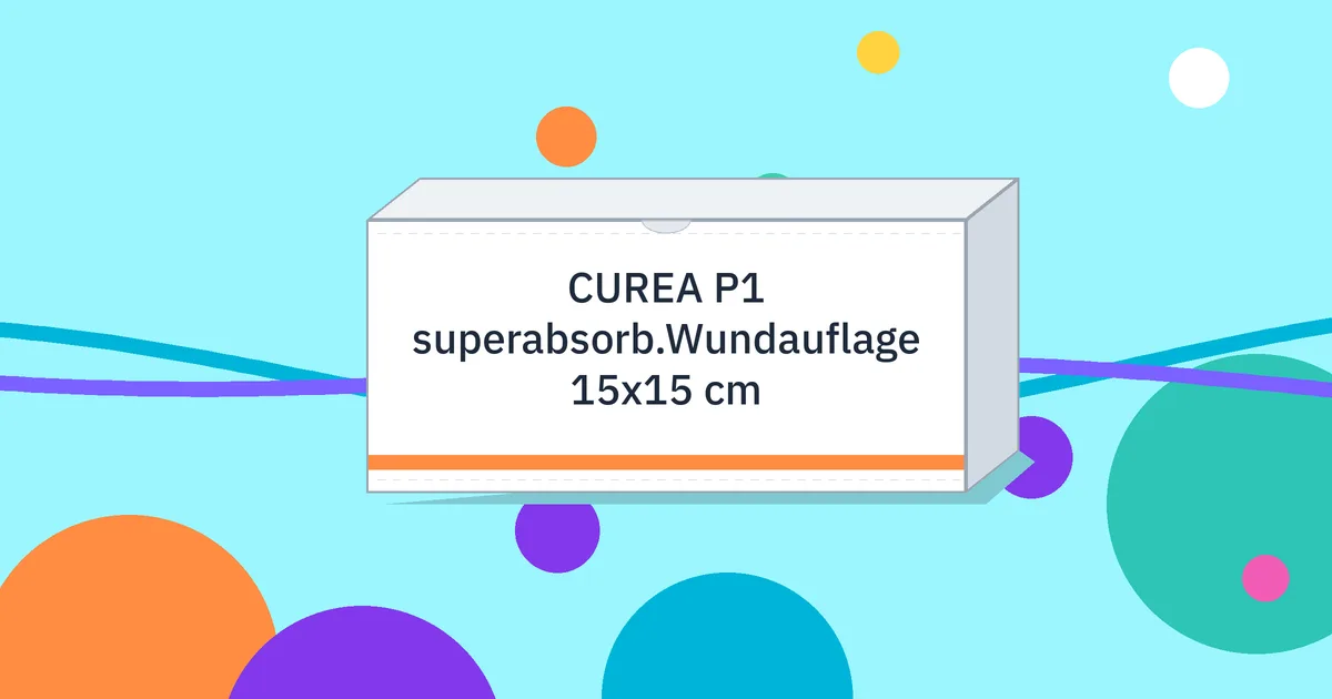 Symbolbild: Packung mit der Aufschrift CUREA P1 superabsorb.Wundauflage 15x15 cm (PZN 04737915) – Verfügbarkeit und Bezug in Apotheken in Frankfurt am Main