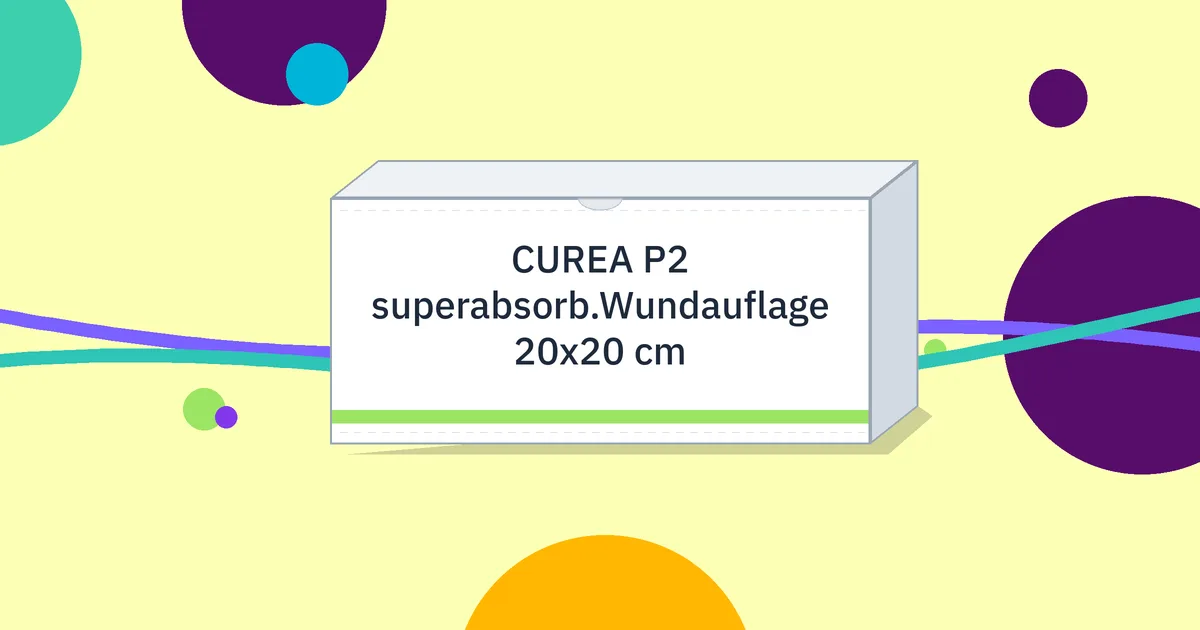 Symbolbild: Packung mit der Aufschrift CUREA P2 superabsorb.Wundauflage 20x20 cm (PZN 04121462) – Verfügbarkeit und Bezug in Apotheken in Frankfurt am Main