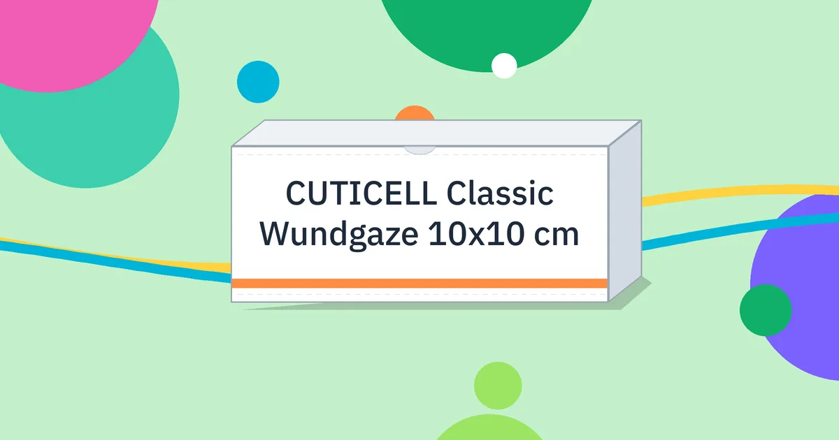 Symbolbild: Packung mit der Aufschrift CUTICELL Classic Wundgaze 10x10 cm (PZN 12776674) – Verfügbarkeit und Bezug in Apotheken in Frankfurt am Main