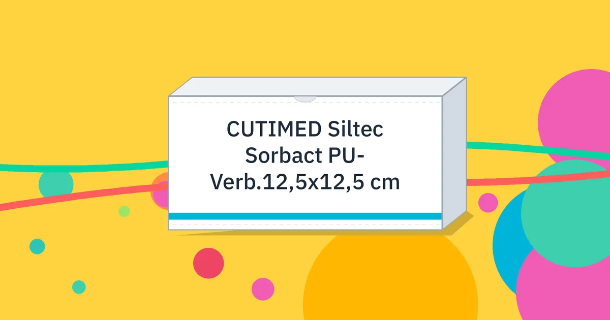Symbolbild: Packung mit der Aufschrift CUTIMED Siltec Sorbact PU-Verb.12,5x12,5 cm (PZN 18009680) – Verfügbarkeit und Bezug in Apotheken in Frankfurt am Main