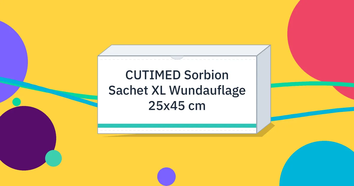 Symbolbild: Packung mit der Aufschrift CUTIMED Sorbion Sachet XL Wundauflage 25x45 cm (PZN 20608904) – Verfügbarkeit und Bezug in Apotheken in Frankfurt am Main