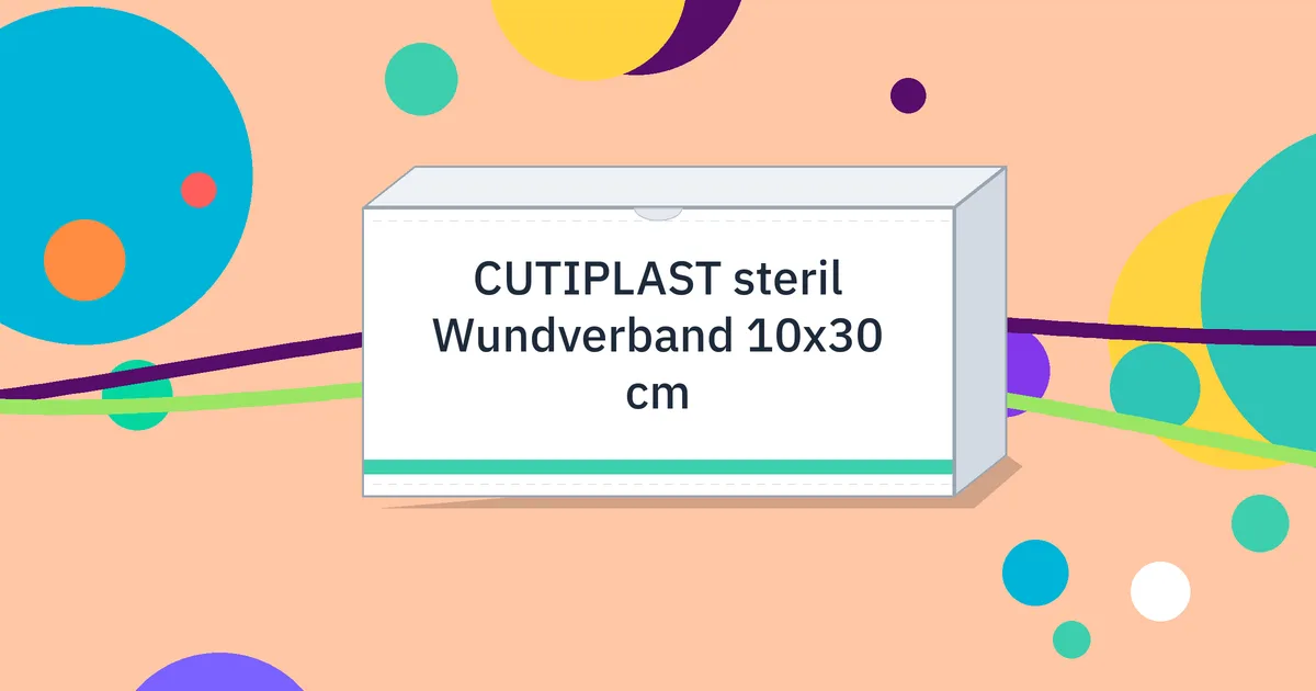 Symbolbild: Packung mit der Aufschrift CUTIPLAST steril Wundverband 10x30 cm (PZN 01131862) – Verfügbarkeit und Bezug in Apotheken in Frankfurt am Main
