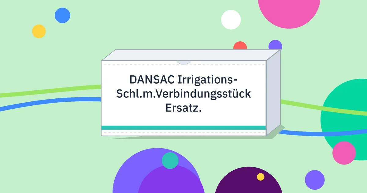 Symbolbild: Packung mit der Aufschrift DANSAC Irrigations-Schl.m.Verbindungsstück Ersatz. (PZN 18045380) – Verfügbarkeit und Bezug in Apotheken in Frankfurt am Main