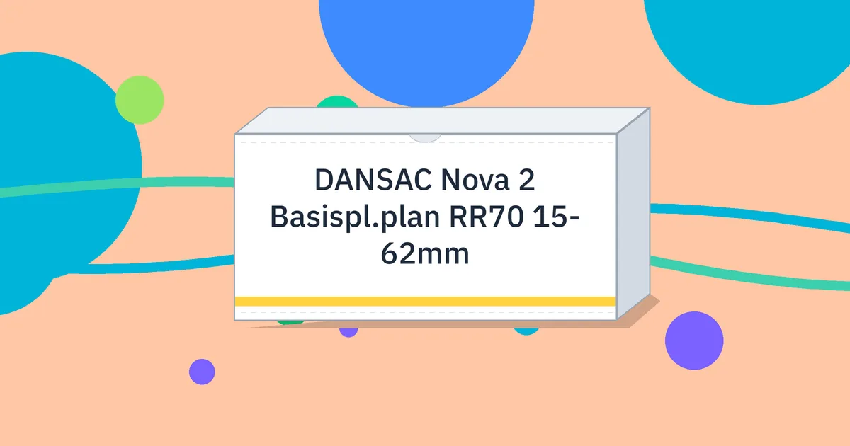 Symbolbild: Packung mit der Aufschrift DANSAC Nova 2 Basispl.plan RR70 15-62mm (PZN 01438856) – Verfügbarkeit und Bezug in Apotheken in Frankfurt am Main