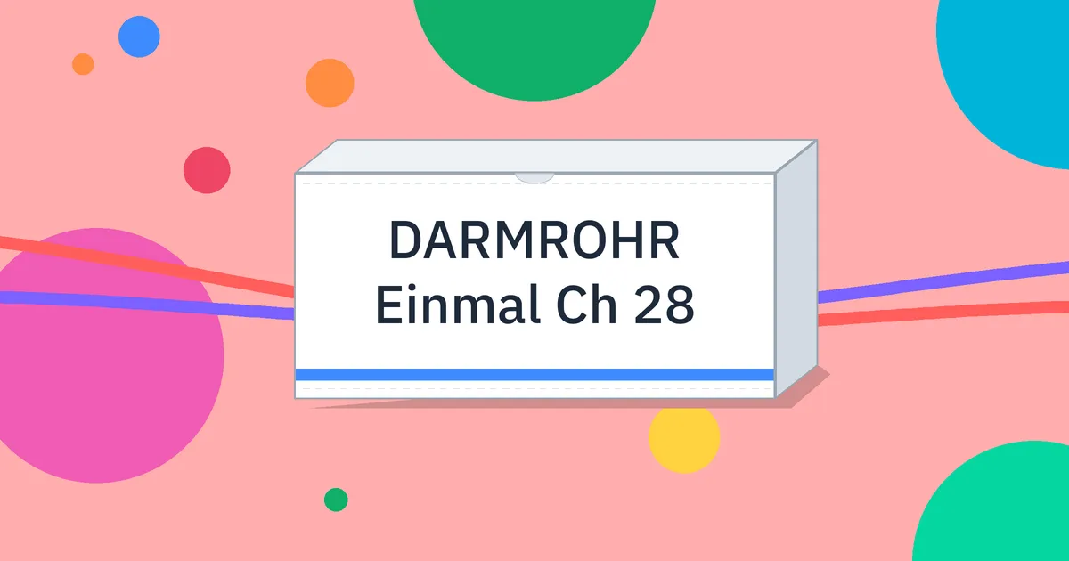 Symbolbild: Packung mit der Aufschrift DARMROHR Einmal Ch 28 (PZN 03159899) – Verfügbarkeit und Bezug in Apotheken in Frankfurt am Main