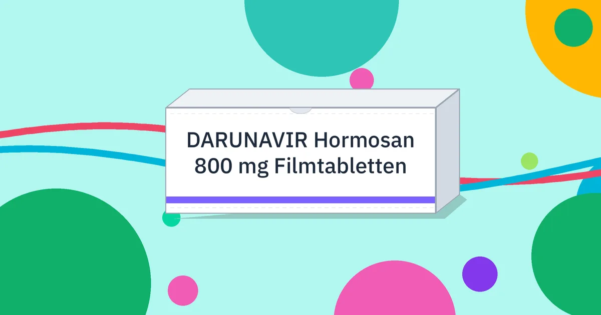 Symbolbild: Packung mit der Aufschrift DARUNAVIR Hormosan 800 mg Filmtabletten (PZN 15205251) – Verfügbarkeit und Bezug in Apotheken in Frankfurt am Main