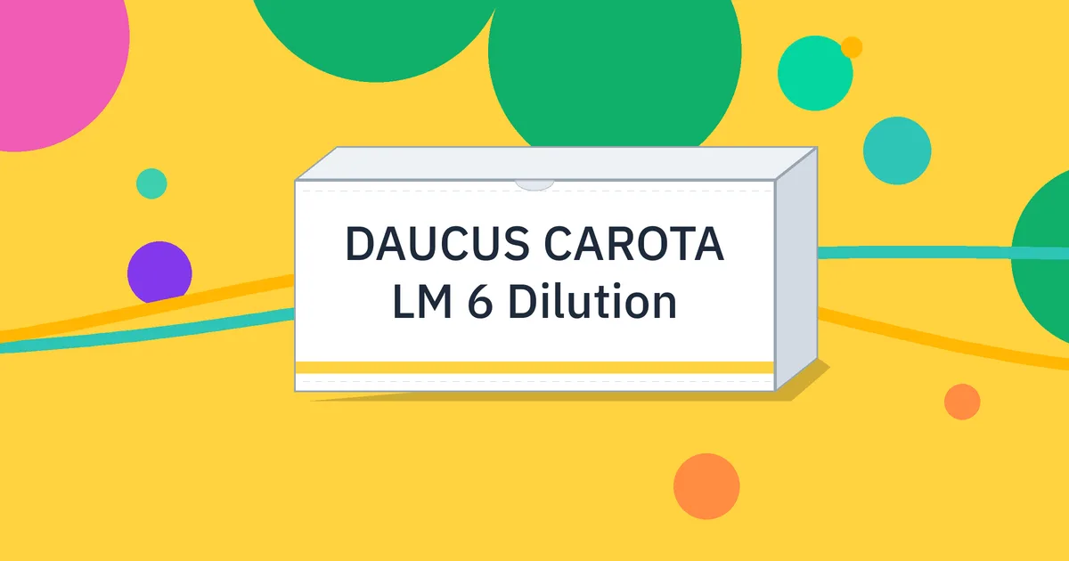 Symbolbild: Packung mit der Aufschrift DAUCUS CAROTA LM 6 Dilution (PZN 13462759) – Verfügbarkeit und Bezug in Apotheken in Frankfurt am Main