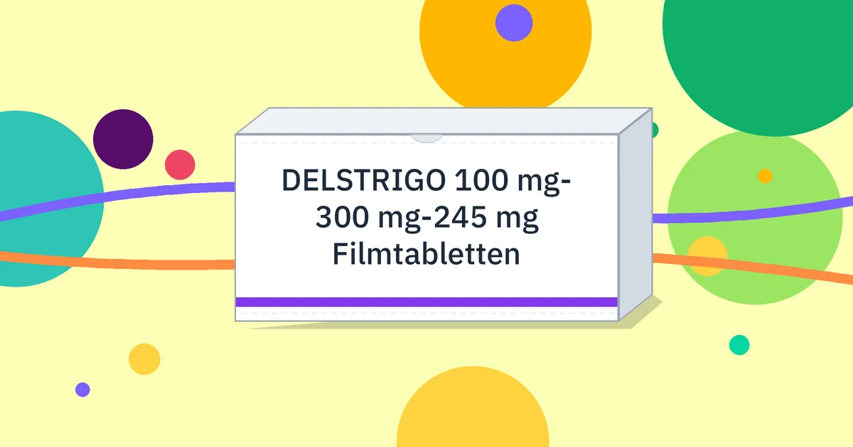 Symbolbild: Packung mit der Aufschrift DELSTRIGO 100 mg-300 mg-245 mg Filmtabletten (PZN 16487576) – Verfügbarkeit und Bezug in Apotheken in Frankfurt am Main