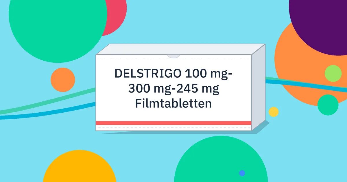 Symbolbild: Packung mit der Aufschrift DELSTRIGO 100 mg-300 mg-245 mg Filmtabletten (PZN 19461011) – Verfügbarkeit und Bezug in Apotheken in Frankfurt am Main