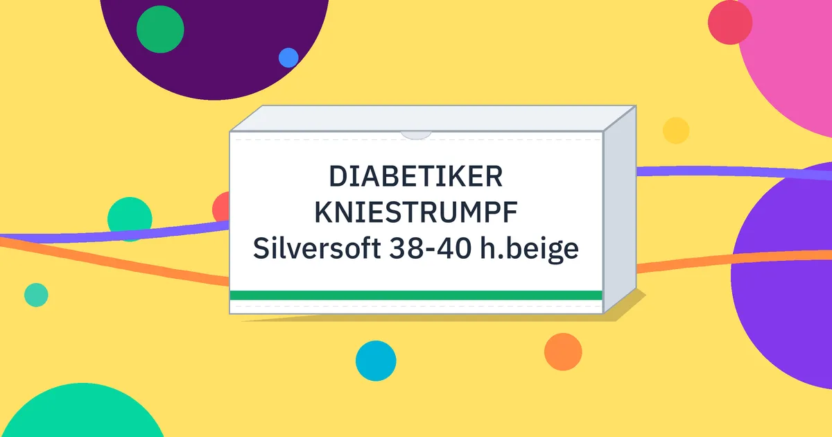 Symbolbild: Packung mit der Aufschrift DIABETIKER KNIESTRUMPF Silversoft 38-40 h.beige (PZN 01299260) – Verfügbarkeit und Bezug in Apotheken in Frankfurt am Main