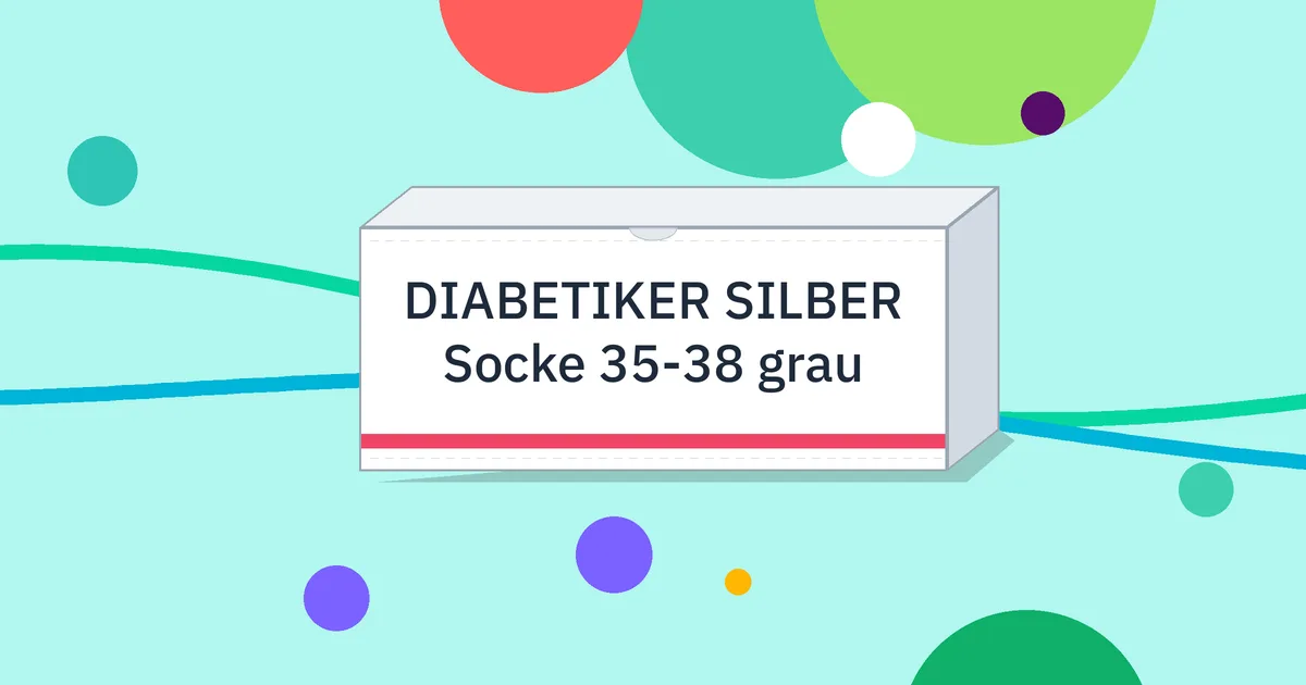 Symbolbild: Packung mit der Aufschrift DIABETIKER SILBER Socke 35-38 grau (PZN 04214620) – Verfügbarkeit und Bezug in Apotheken in Frankfurt am Main