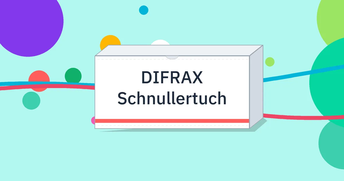 Symbolbild: Packung mit der Aufschrift DIFRAX Schnullertuch (PZN 12517808) – Verfügbarkeit und Bezug in Apotheken in Frankfurt am Main