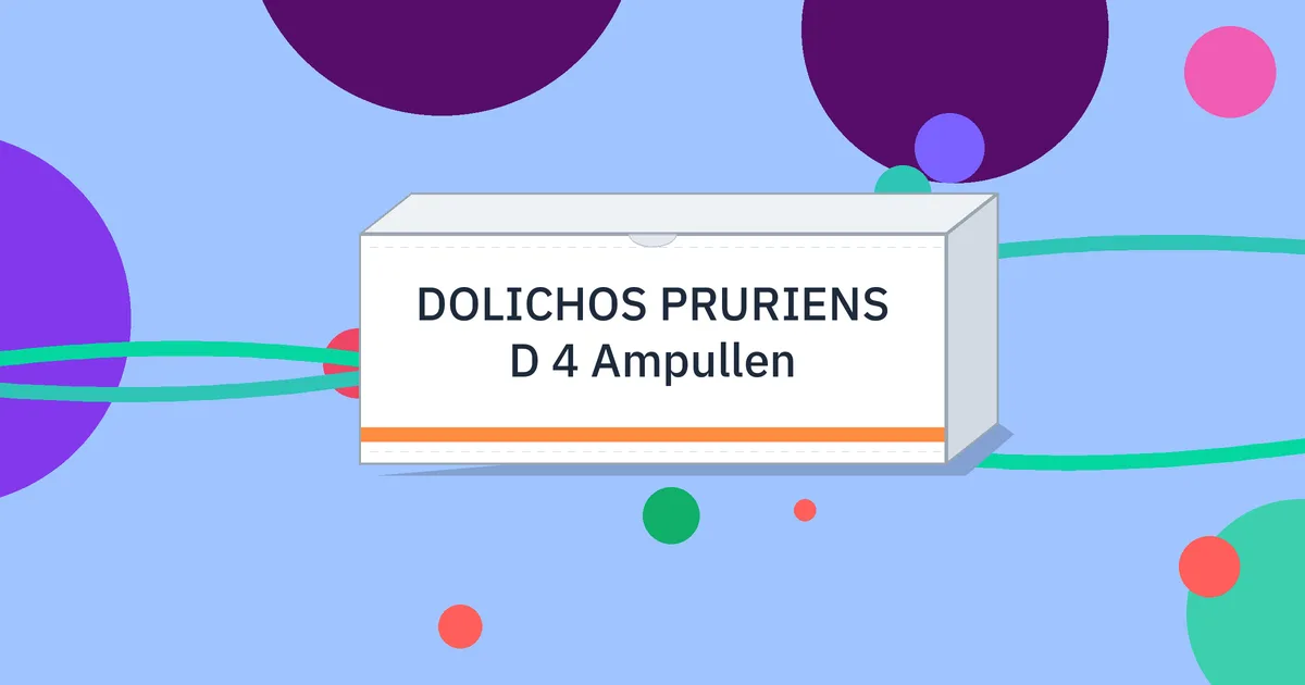 Symbolbild: Packung mit der Aufschrift DOLICHOS PRURIENS D 4 Ampullen (PZN 11705637) – Verfügbarkeit und Bezug in Apotheken in Frankfurt am Main