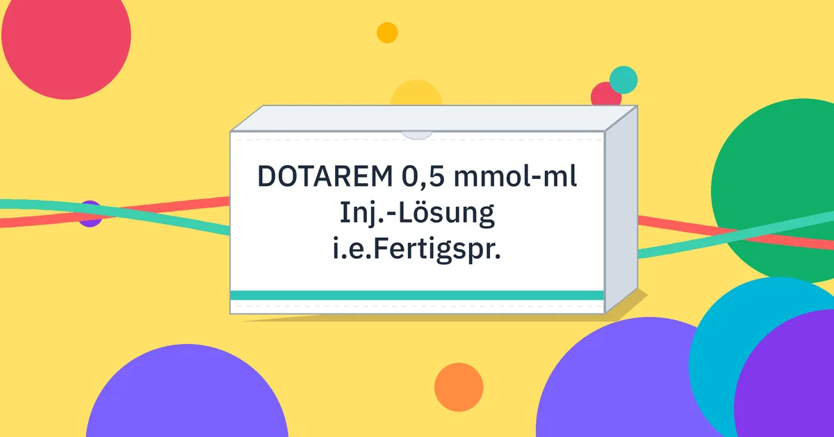 Symbolbild: Packung mit der Aufschrift DOTAREM 0,5 mmol-ml Inj.-Lösung i.e.Fertigspr. (PZN 00441282) – Verfügbarkeit und Bezug in Apotheken in Frankfurt am Main