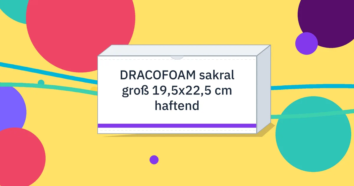 Symbolbild: Packung mit der Aufschrift DRACOFOAM sakral groß 19,5x22,5 cm haftend (PZN 18712037) – Verfügbarkeit und Bezug in Apotheken in Frankfurt am Main