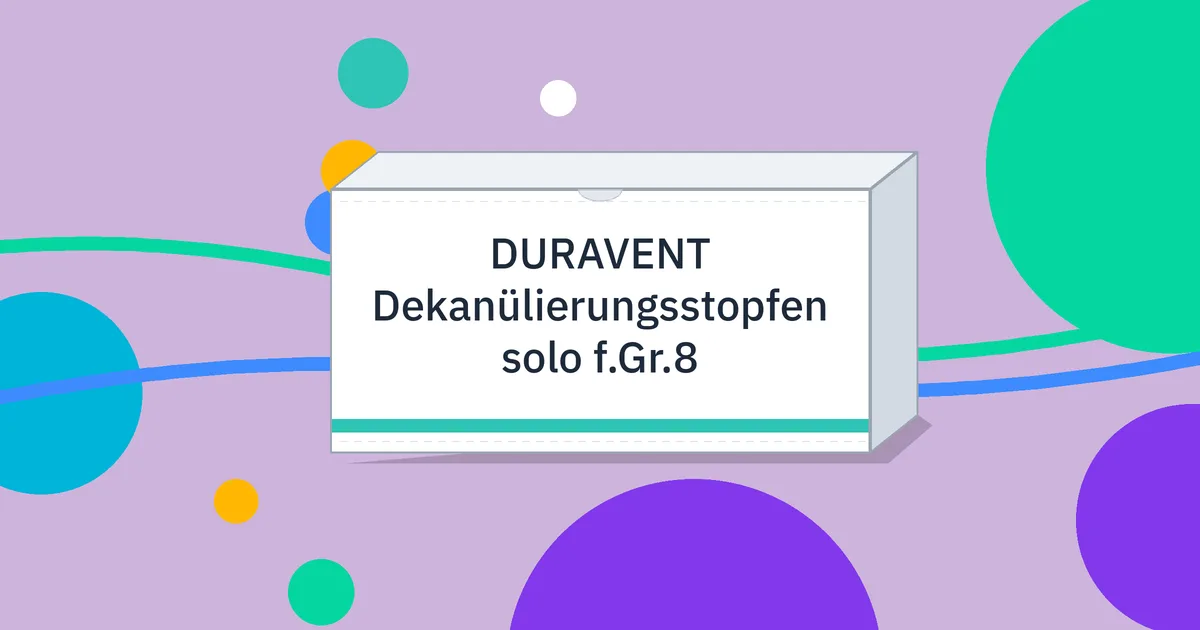 Symbolbild: Packung mit der Aufschrift DURAVENT Dekanülierungsstopfen solo f.Gr.8 (PZN 02066115) – Verfügbarkeit und Bezug in Apotheken in Frankfurt am Main