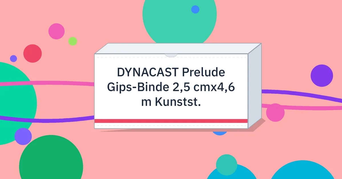Symbolbild: Packung mit der Aufschrift DYNACAST Prelude Gips-Binde 2,5 cmx4,6 m Kunstst. (PZN 12776473) – Verfügbarkeit und Bezug in Apotheken in Frankfurt am Main
