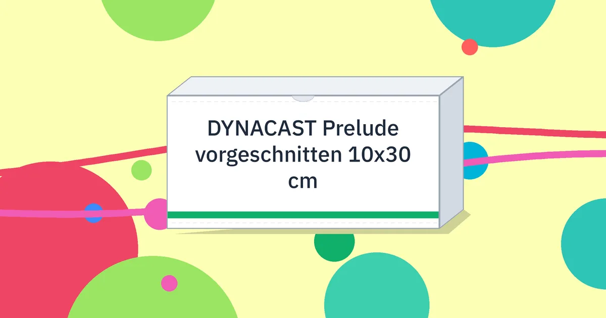 Symbolbild: Packung mit der Aufschrift DYNACAST Prelude vorgeschnitten 10x30 cm (PZN 01869094) – Verfügbarkeit und Bezug in Apotheken in Frankfurt am Main