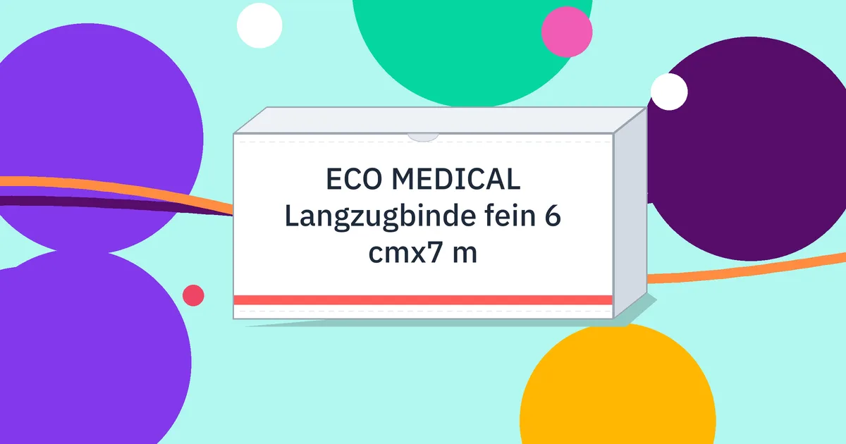 Symbolbild: Packung mit der Aufschrift ECO MEDICAL Langzugbinde fein 6 cmx7 m (PZN 11143168) – Verfügbarkeit und Bezug in Apotheken in Frankfurt am Main