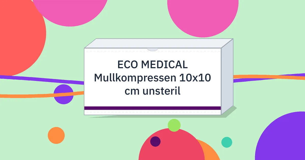 Symbolbild: Packung mit der Aufschrift ECO MEDICAL Mullkompressen 10x10 cm unsteril (PZN 00728279) – Verfügbarkeit und Bezug in Apotheken in Frankfurt am Main