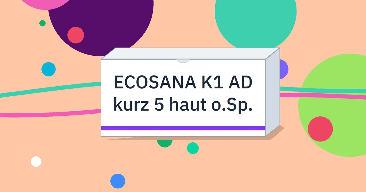 Symbolbild: Packung mit der Aufschrift ECOSANA K1 AD kurz 5 haut o.Sp. (PZN 04725131) – Verfügbarkeit und Bezug in Apotheken in Frankfurt am Main