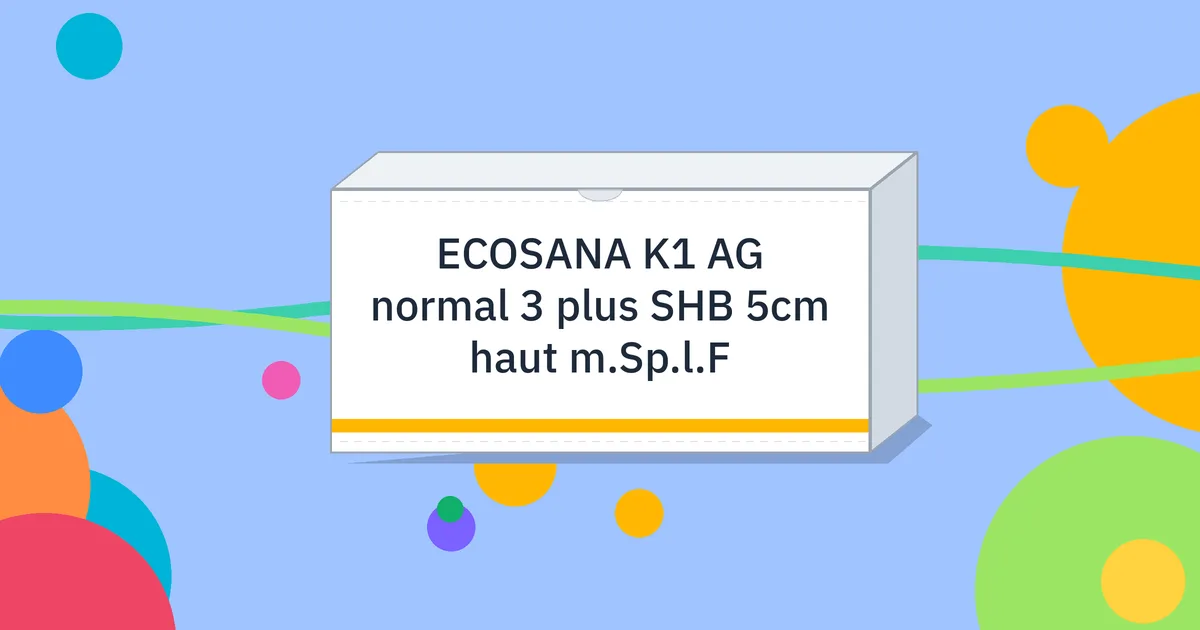 Symbolbild: Packung mit der Aufschrift ECOSANA K1 AG normal 3 plus SHB 5cm haut m.Sp.l.F (PZN 04727874) – Verfügbarkeit und Bezug in Apotheken in Frankfurt am Main