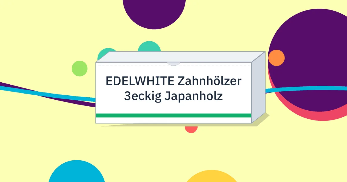Symbolbild: Packung mit der Aufschrift EDELWHITE Zahnhölzer 3eckig Japanholz (PZN 06847890) – Verfügbarkeit und Bezug in Apotheken in Frankfurt am Main