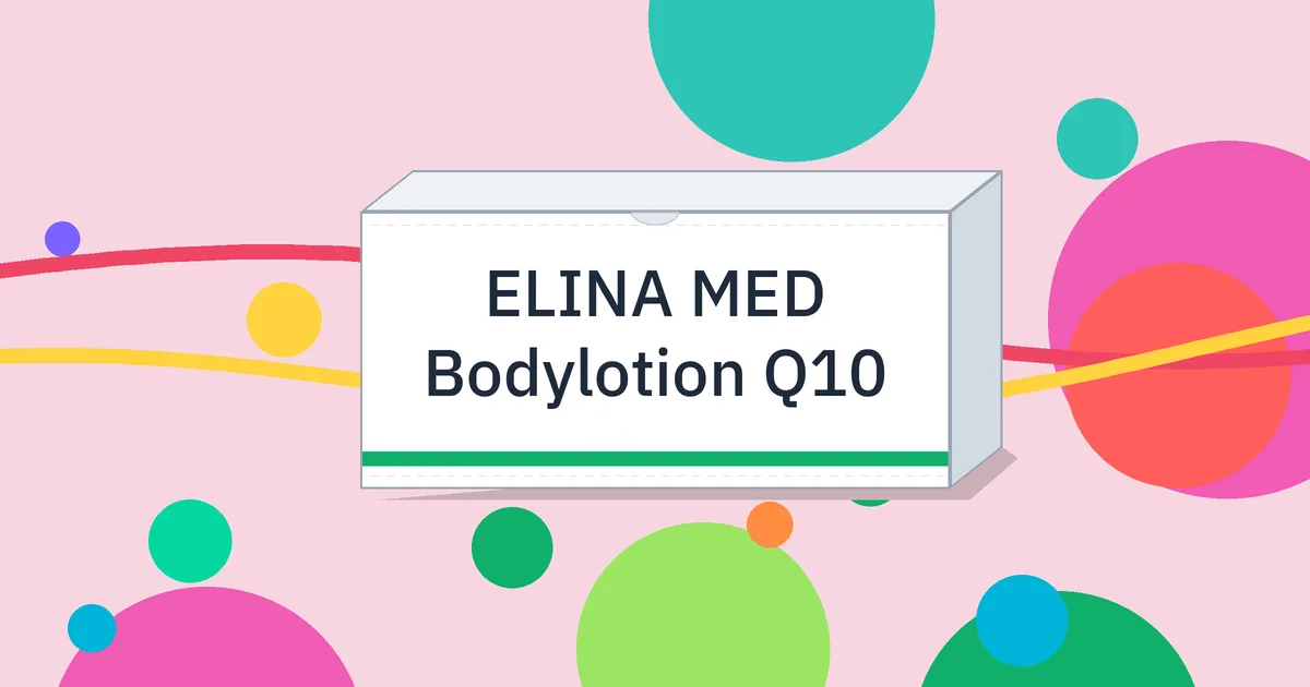 Symbolbild: Packung mit der Aufschrift ELINA MED Bodylotion Q10 (PZN 12423510) – Verfügbarkeit und Bezug in Apotheken in Frankfurt am Main