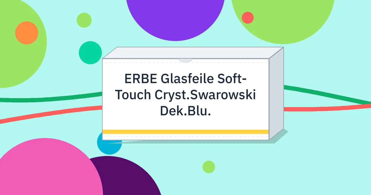 Symbolbild: Packung mit der Aufschrift ERBE Glasfeile Soft-Touch Cryst.Swarowski Dek.Blu. (PZN 01124661) – Verfügbarkeit und Bezug in Apotheken in Frankfurt am Main