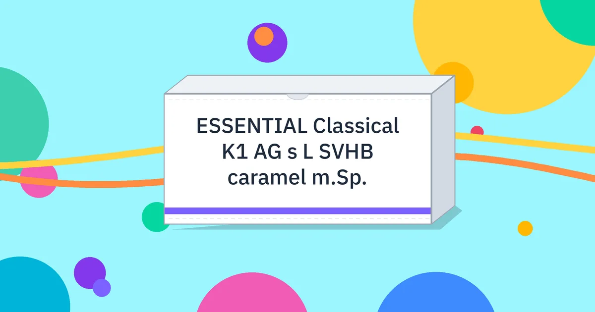 Symbolbild: Packung mit der Aufschrift ESSENTIAL Classical K1 AG s L SVHB caramel m.Sp. (PZN 18420671) – Verfügbarkeit und Bezug in Apotheken in Frankfurt am Main