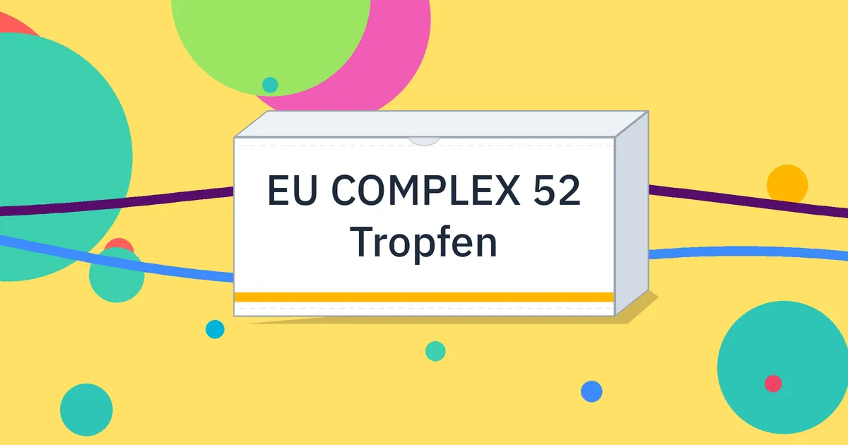 Symbolbild: Packung mit der Aufschrift EU COMPLEX 52 Tropfen (PZN 18162275) – Verfügbarkeit und Bezug in Apotheken in Frankfurt am Main